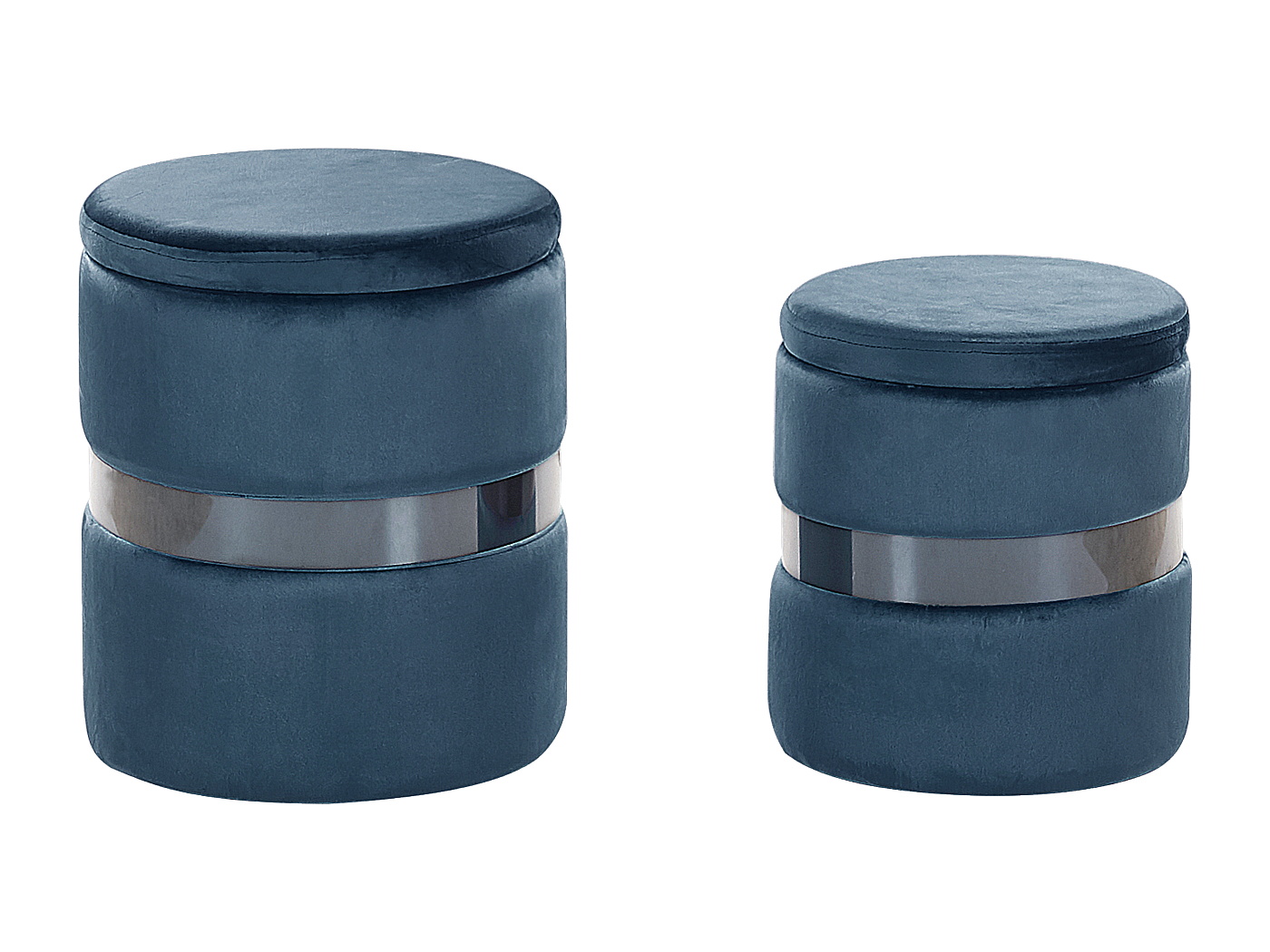 Poef set van 2 fluweel blauw DORIS