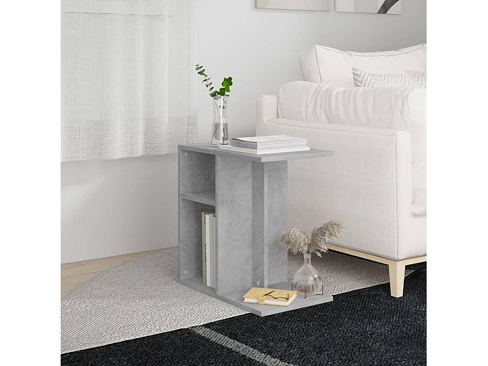Mesa auxiliar de hormigón gris 50x30x50 cm Madera de ingeniería