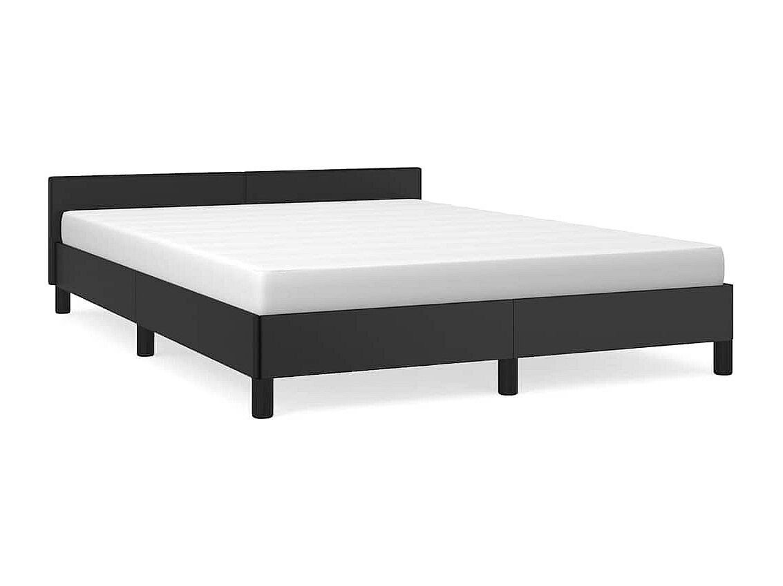 Lit double | Lit adulte | Cadre de lit avec tête de lit noir 140x200 cm