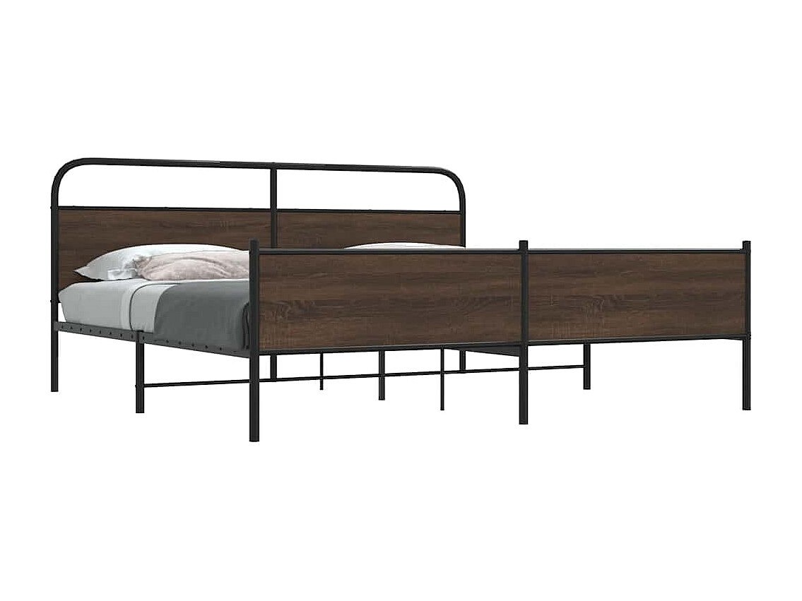 Lit double | Lit adulte | Cadre de lit en métal chêne marron 193x203 cm