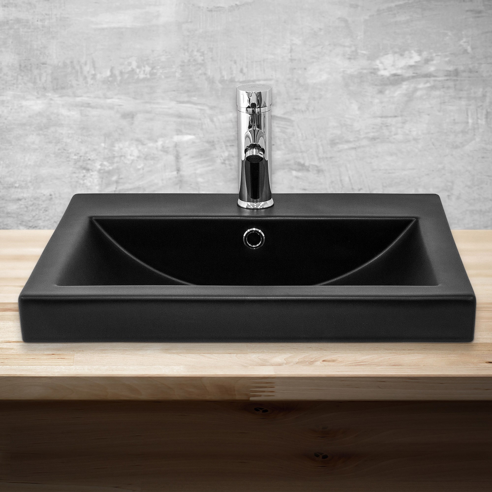ML-Design Lavabo en Céramique Noir, 53,5x16,5x46 cm, Design ...