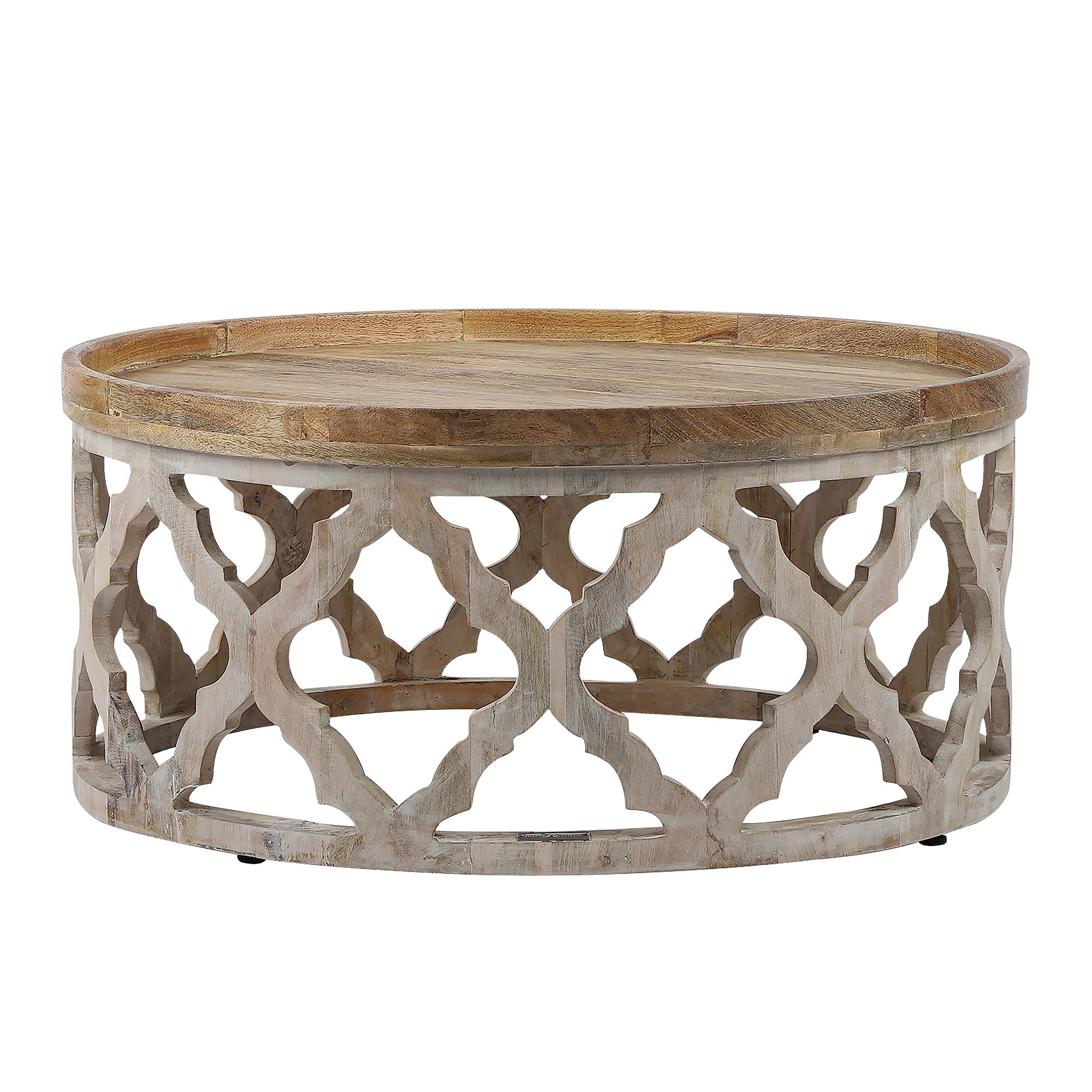 Table basse d'appoint café vintage bois de manguier massif 75x35 cm ...