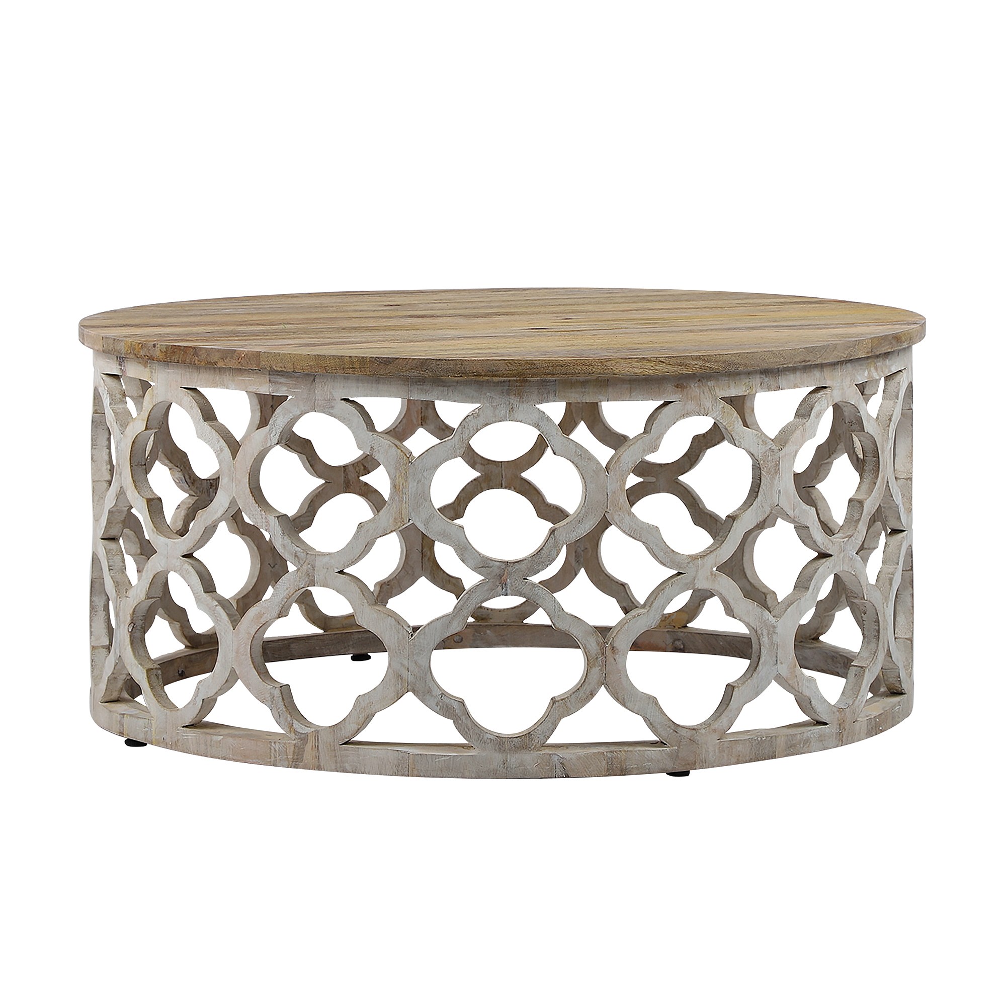 Table d'appoint café oriental bois de manguier massif ronde 75x35cm ...