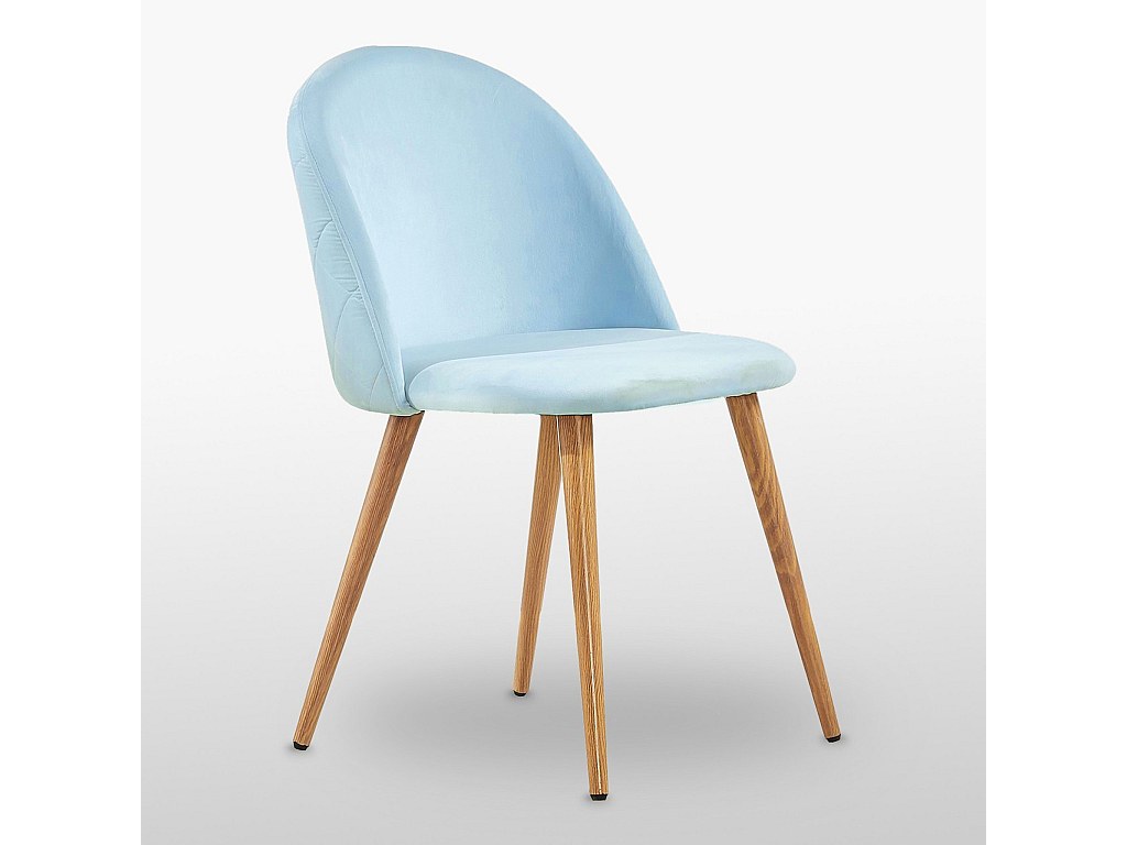 LUCIA - Chaise en Velours - Inspiration Scandinave - Bleu ciel