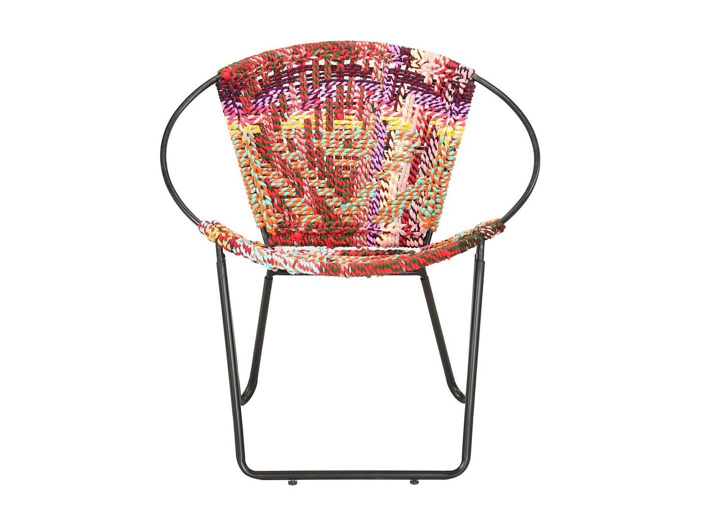 Silla circular chindi de tela multicolor SHL8449
