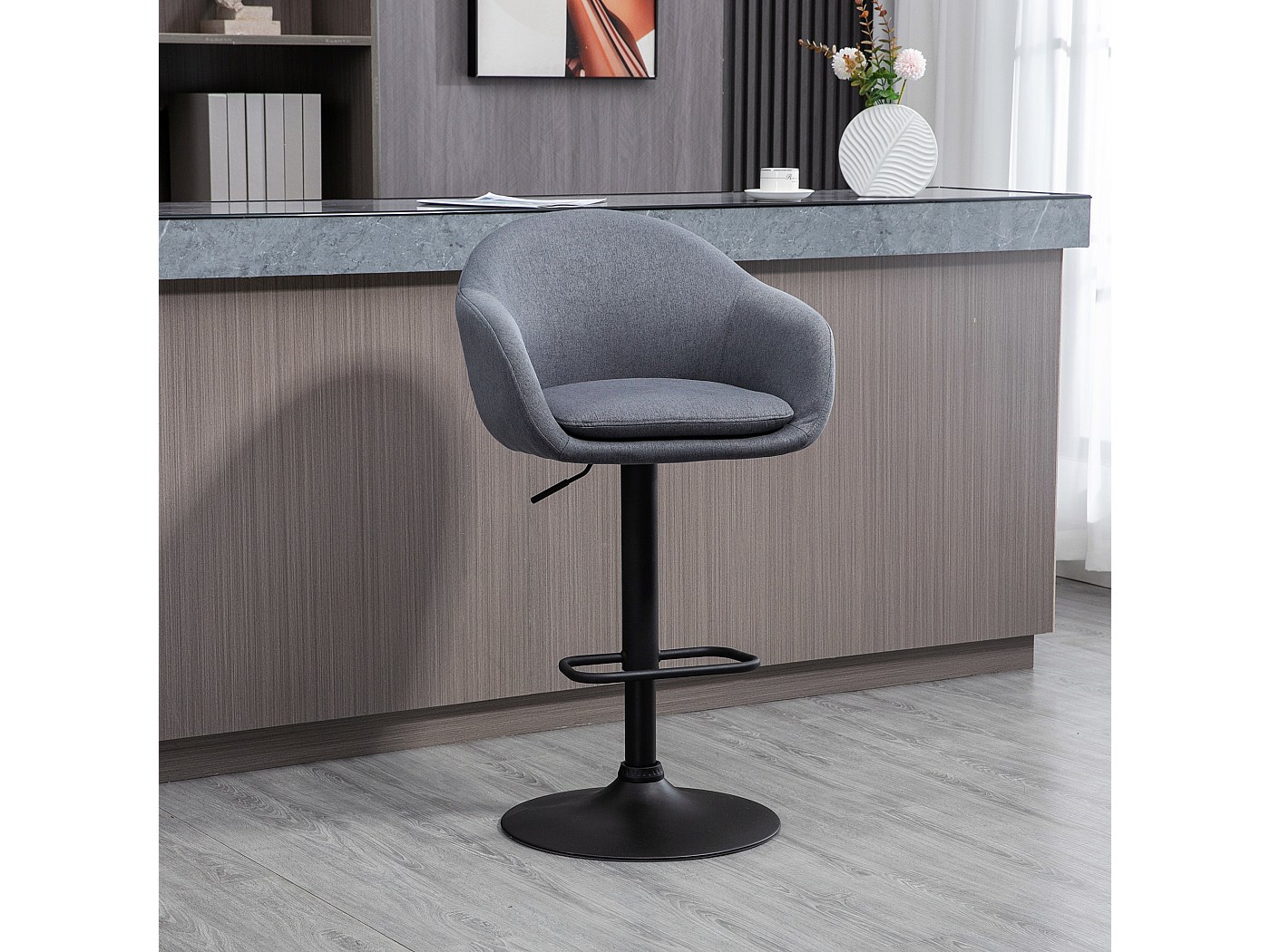 Tabouret de bar, réglable en hauteur, avec dossier et repose-pieds ...