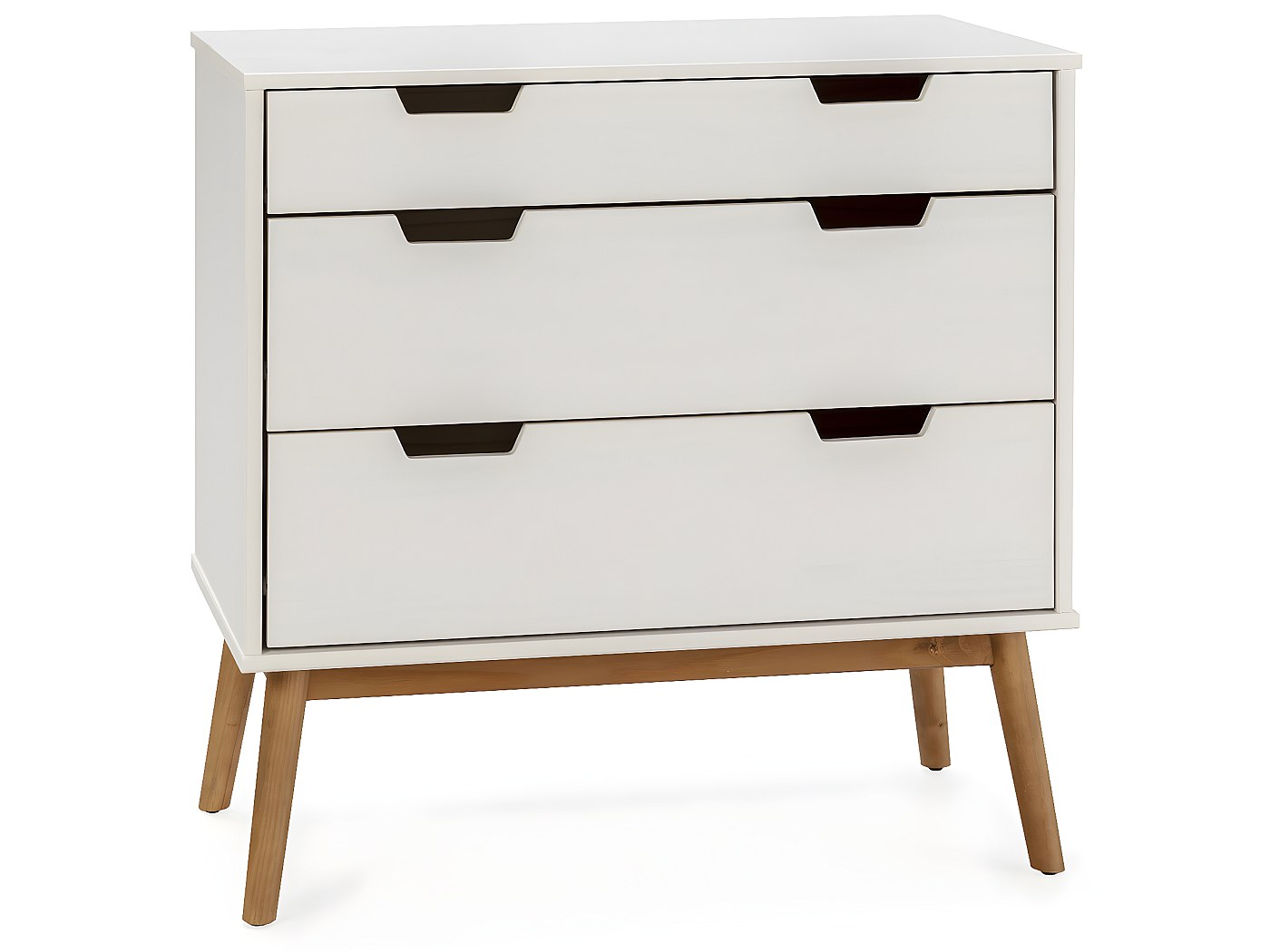 Commode Baku 3 tiroirs couleur blanc, 80 cm longueur