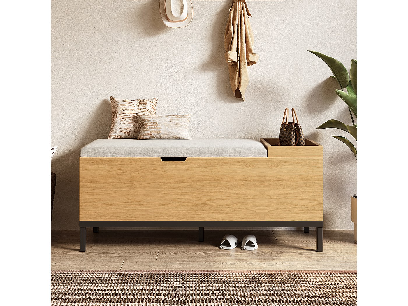 Banco zapatero - 115 x 40 x 49,5 cm - mueble de asiento - caja de ...