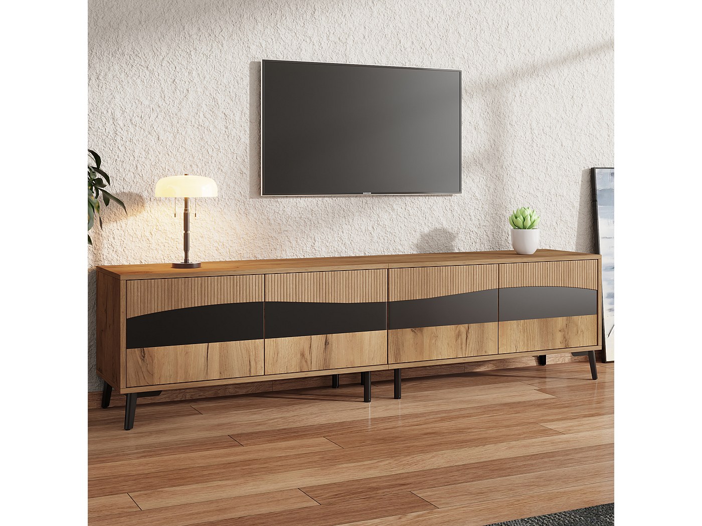 Móvel de TV moderno - 180 x 40 x 50 cm - com 4 portas - design ...