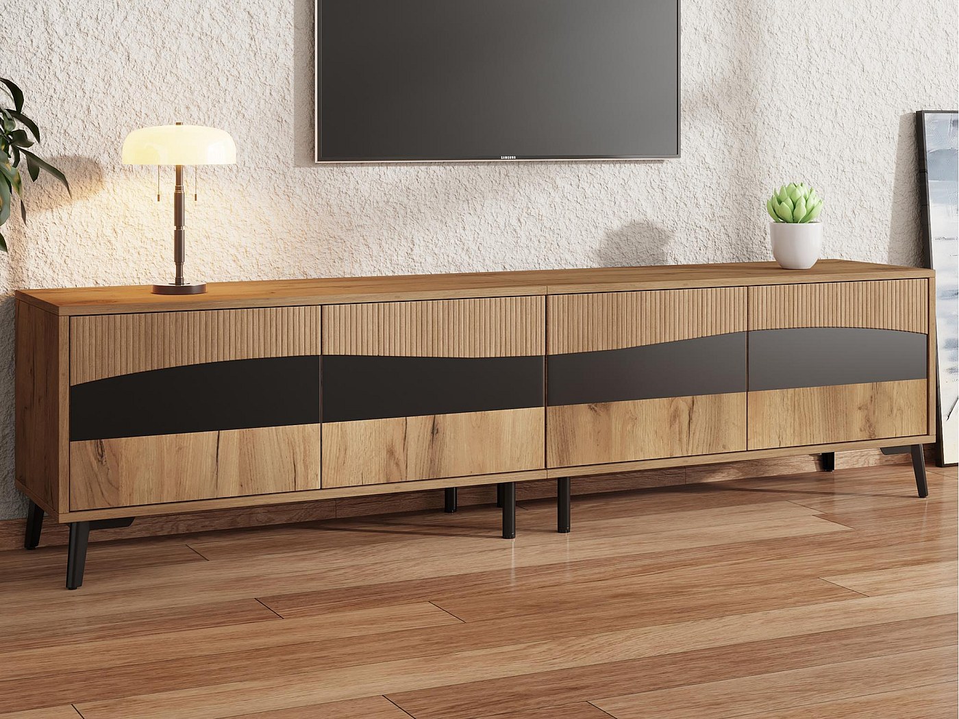 Mueble de TV 180x40x50 cm - 4 puertas - para televisor de hasta 75 ...