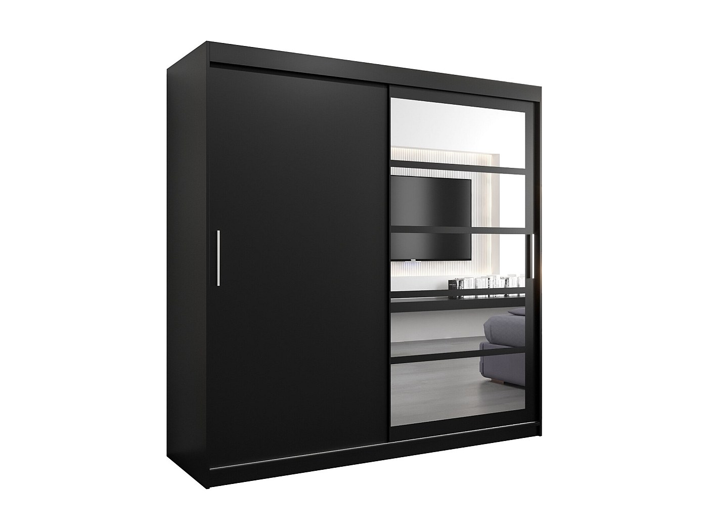 Roma 1 kledingkast met schuifdeuren 200/200/62 2 deuren (zwart/zwart)