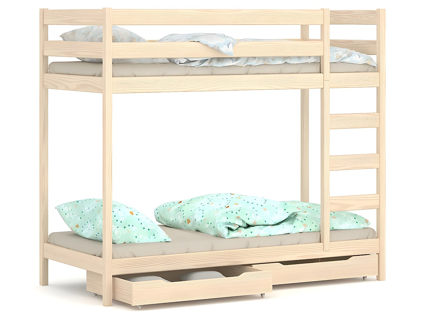 Lit superposé en pin massif 180x80 Chêne Blanchi