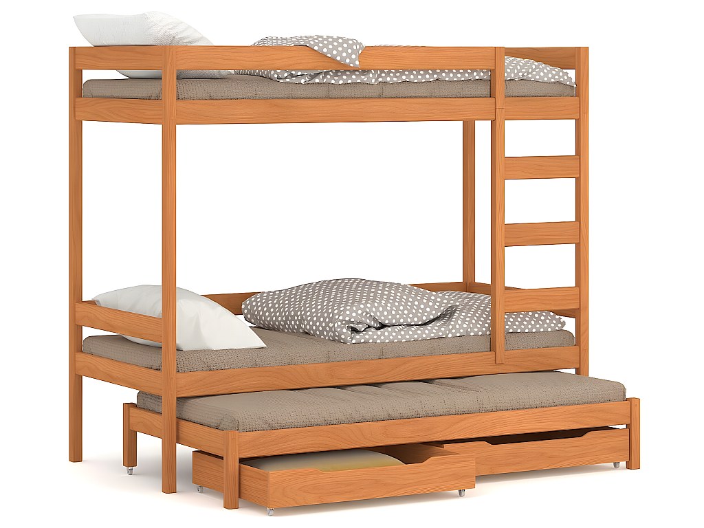 Lit superposé en pin massif 180x80 Teck