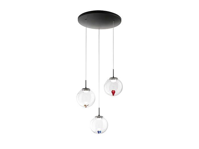 Ariel - Lámpara colgante circular de 3 luces con formas Fabas Luce ...