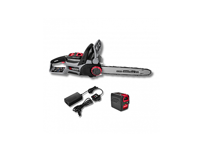 Tronçonneuse sur batterie VOLTKORE 40 V avec batterie 4 Ah et chargeur ...