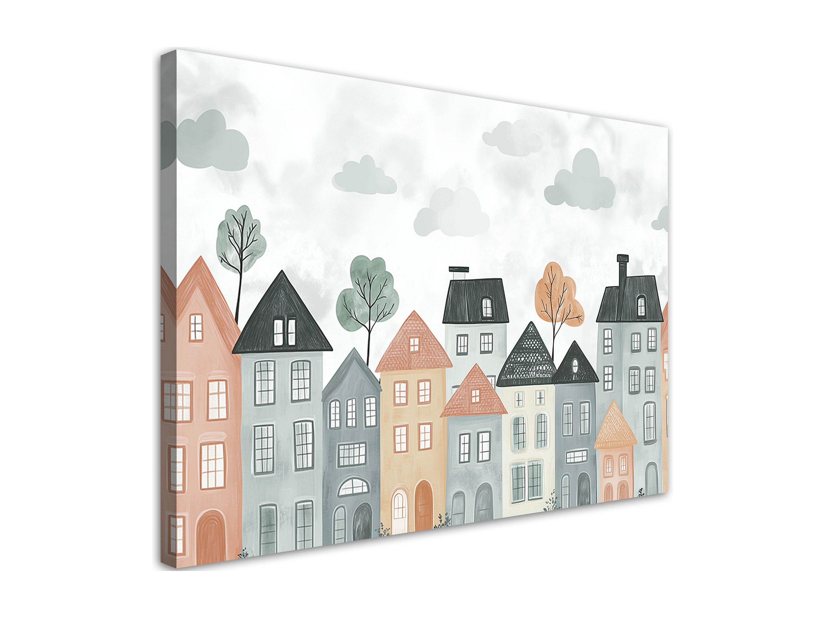 Quadro su tela, Case colorate citt? - 90x60