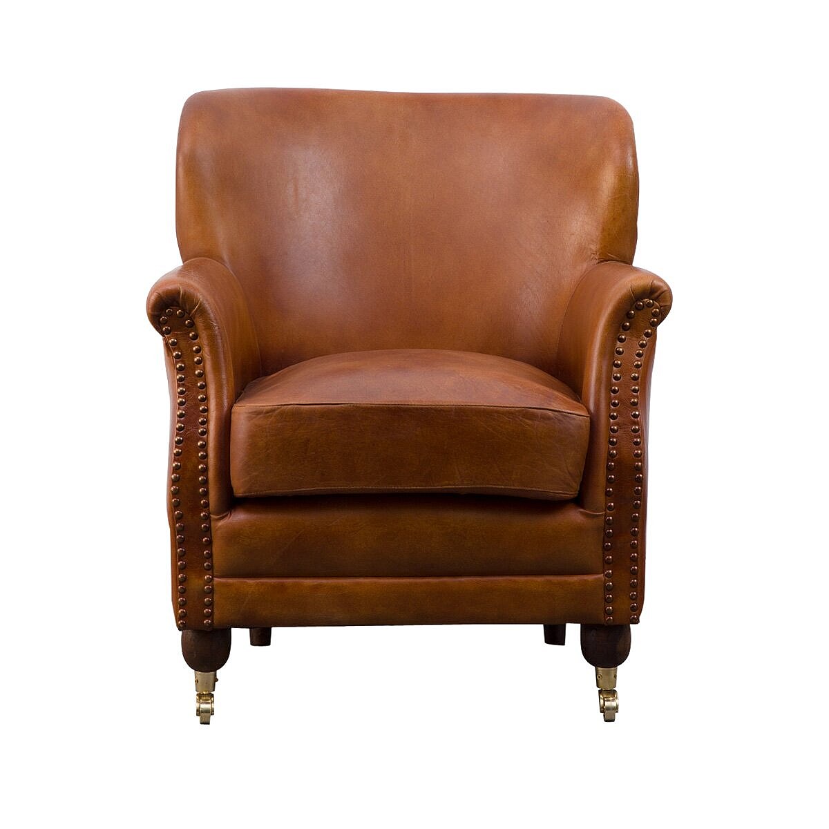 Fauteuil club en cuir marron Camden