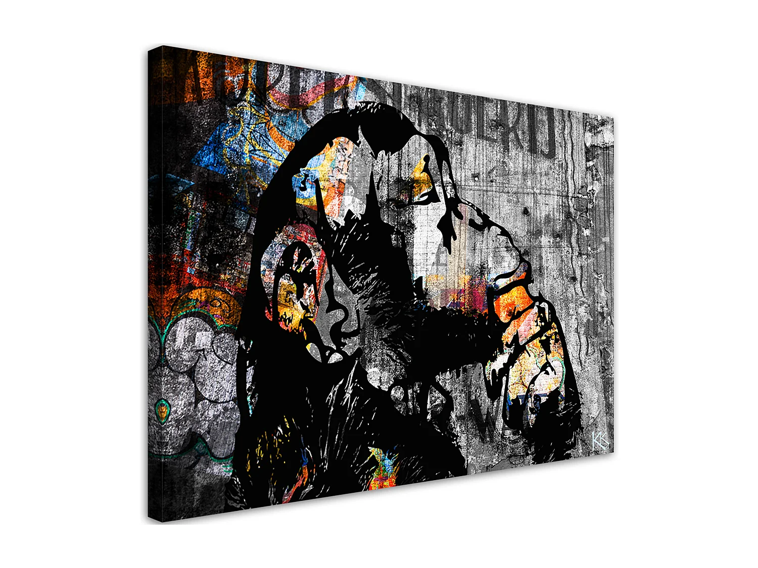 Quadro su tela, Street Art Banky Monkey Abstraction - 120x80