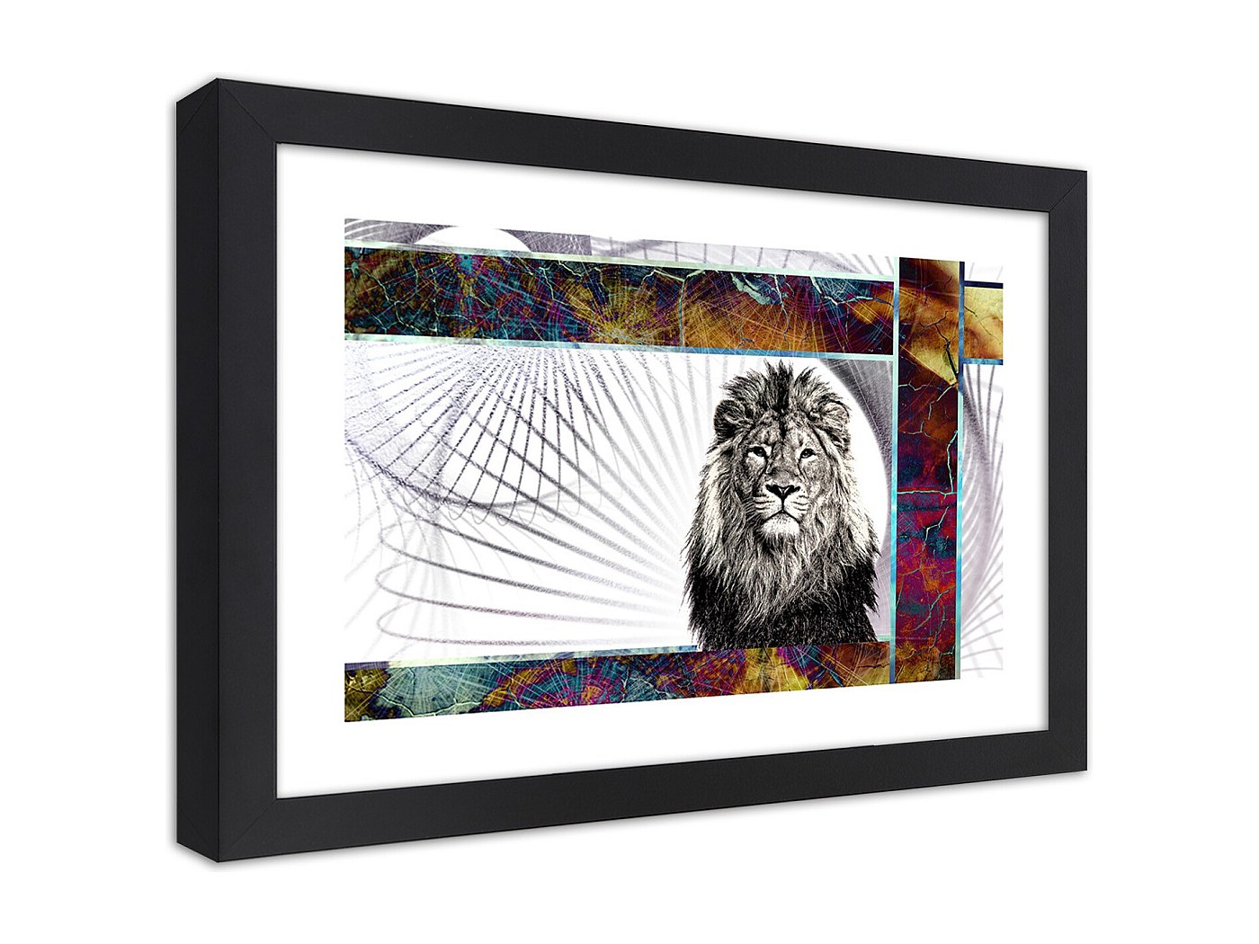 Quadro con cornice, Leone maestoso - 60x40