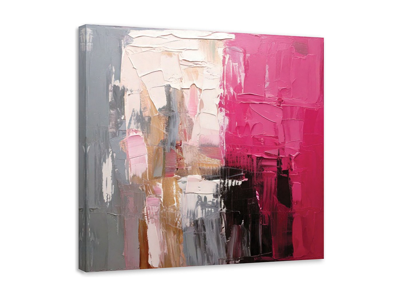 Quadro su tela, Astratto impressionismo rosa - 60x60