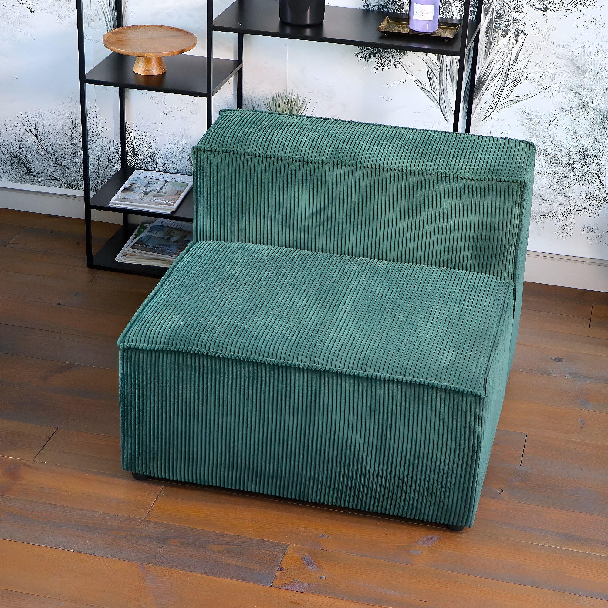 Chauffeuse en velours côtelé vert - Roma - Fabriqué en France