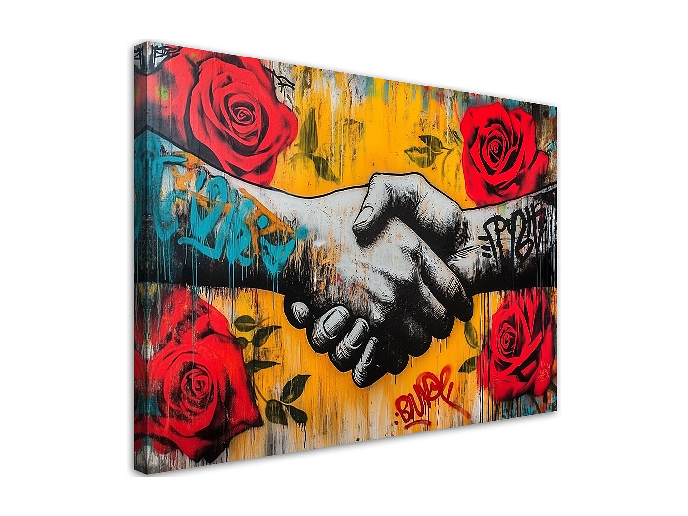 Quadro su tela, Stretta di mano Street Art Banksy - 60x40