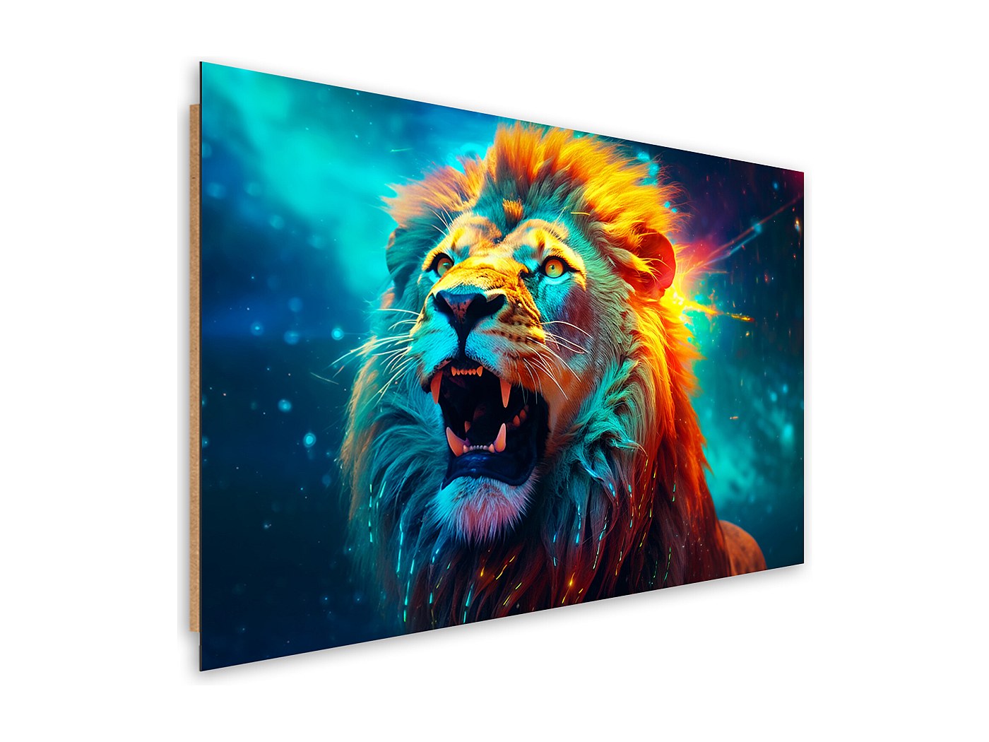 Deco panel print, Abstract Neon Lion AI - 60x40