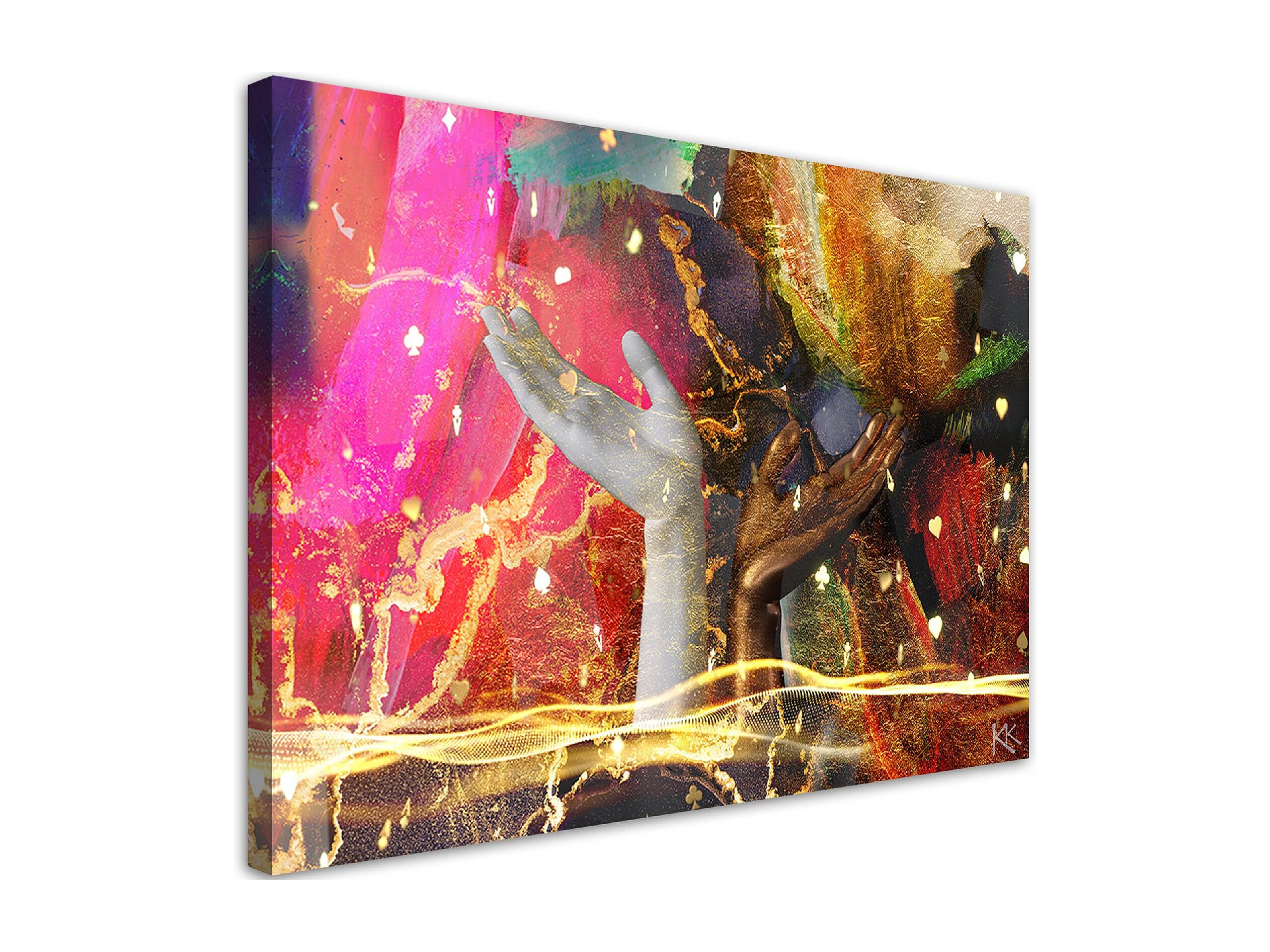 Quadro su tela, Astrazione di mani colorate - 100x70