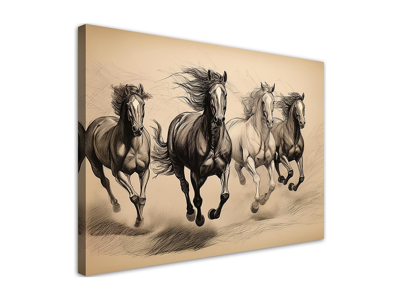 Quadro su tela, Cavalli d'epoca - 60x40
