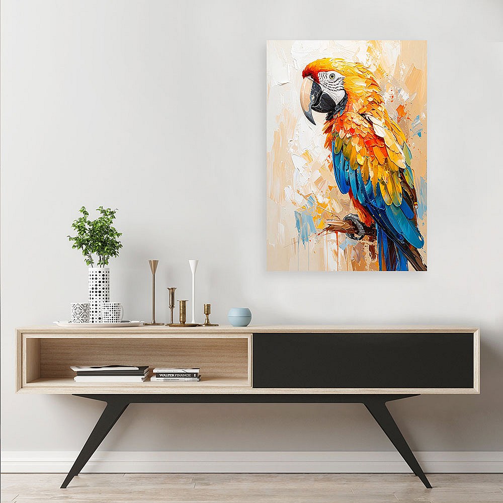 Quadro su tela, Pappagallo colorato - 60x90
