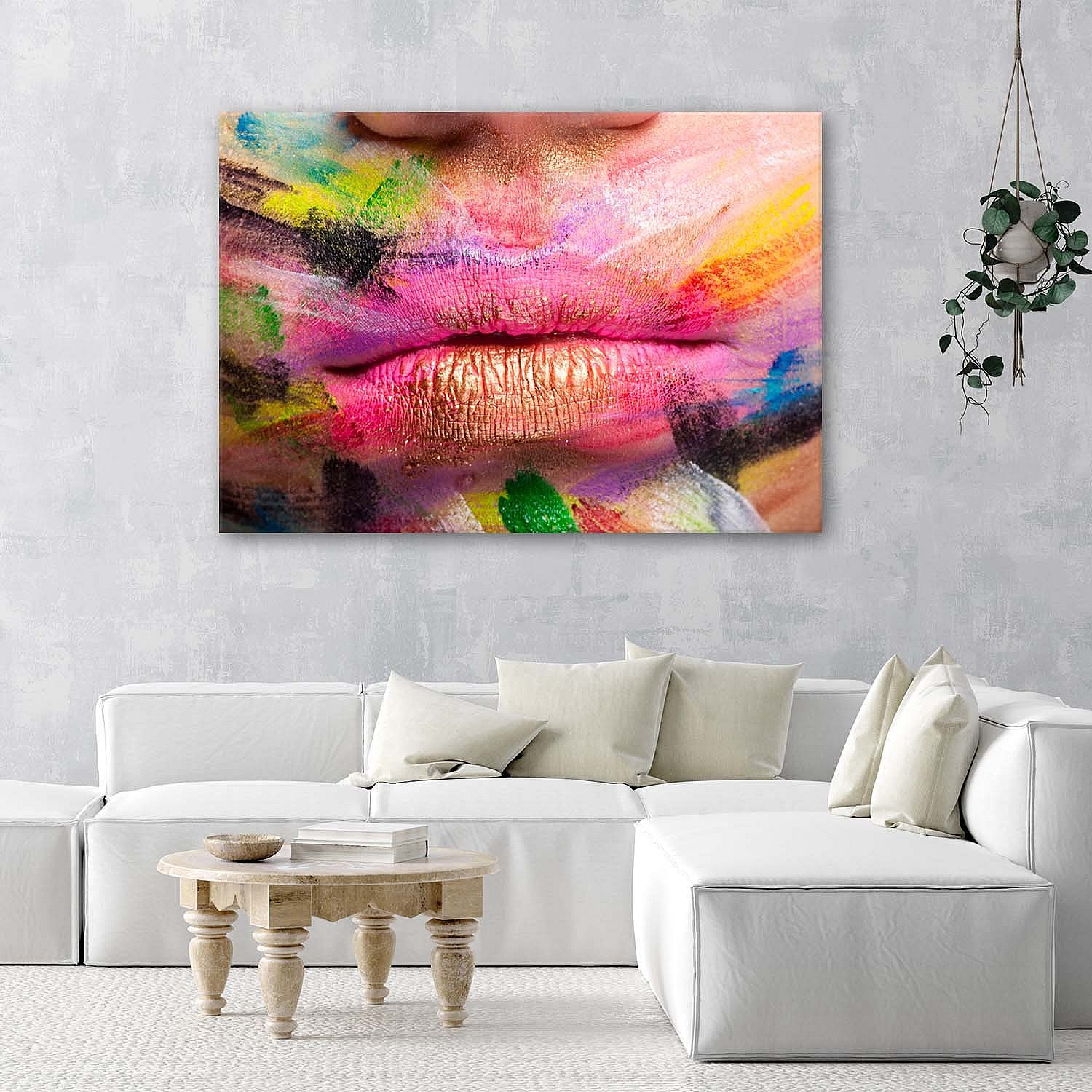 Stampa su tela, Labbra colorate - 120x80
