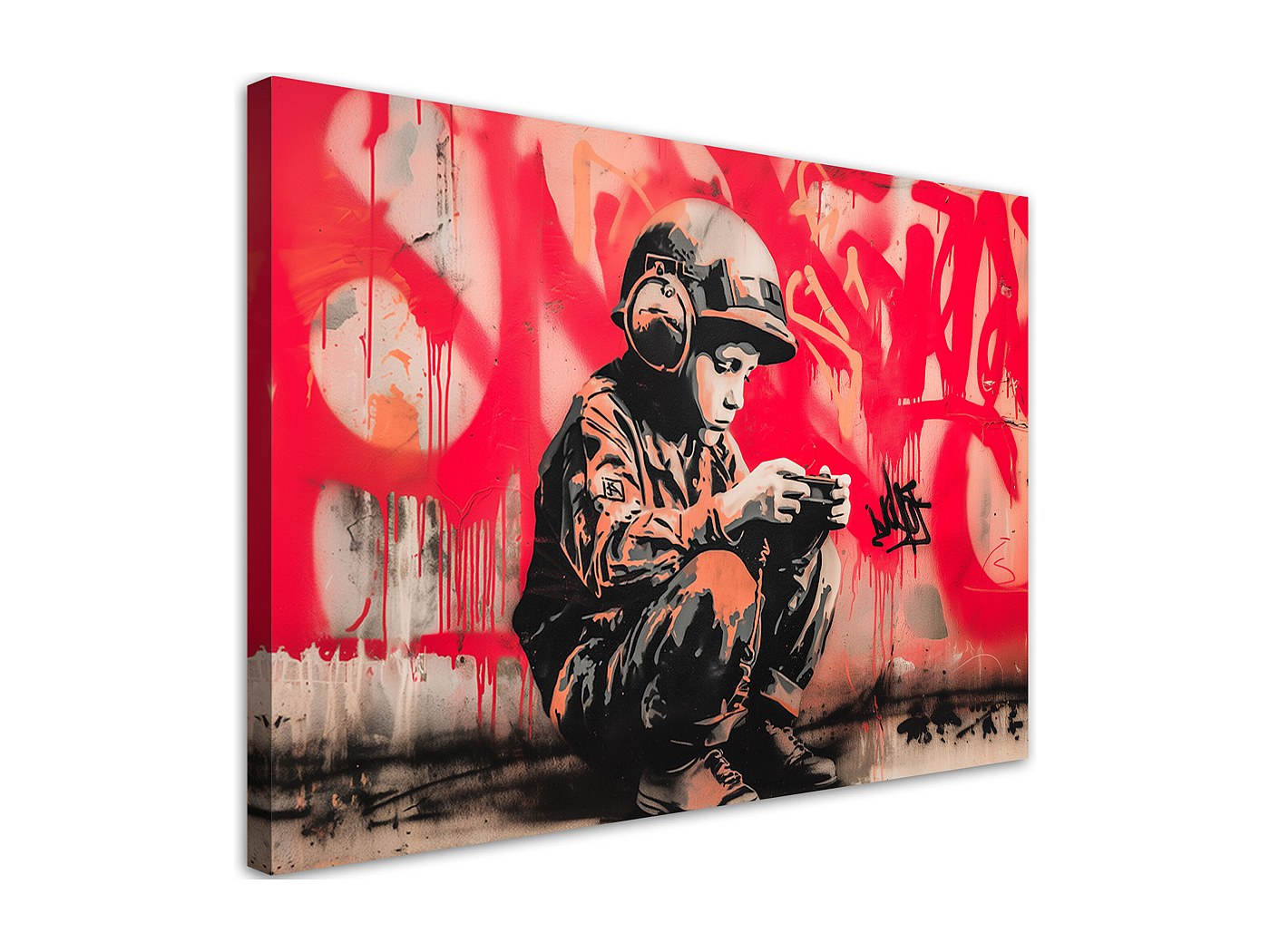 Quadro su tela, Soldato Ragazzo Street Art - 90x60