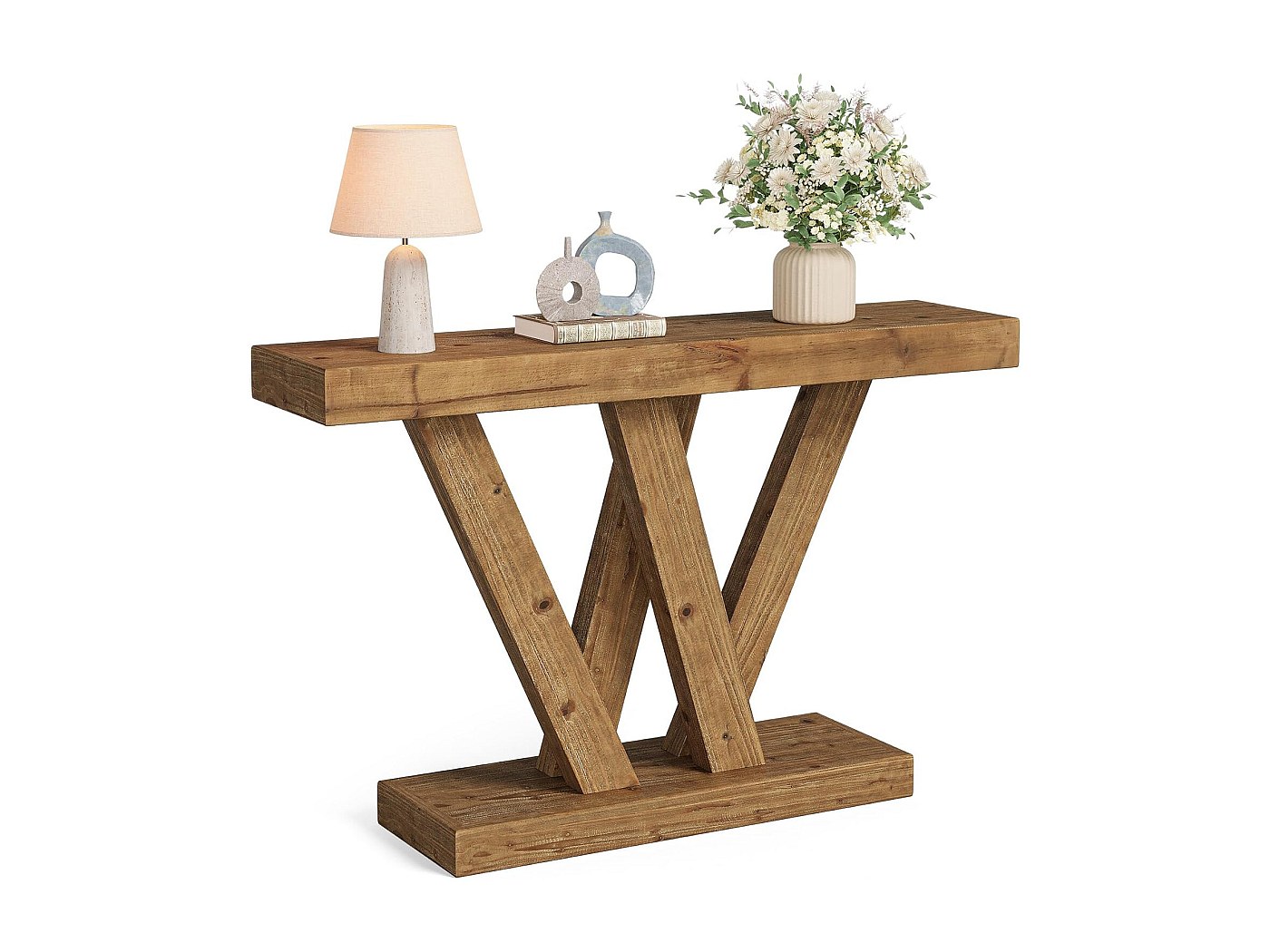 Console en bois massif, table d'entrée de style ferme de 120 cm avec ...