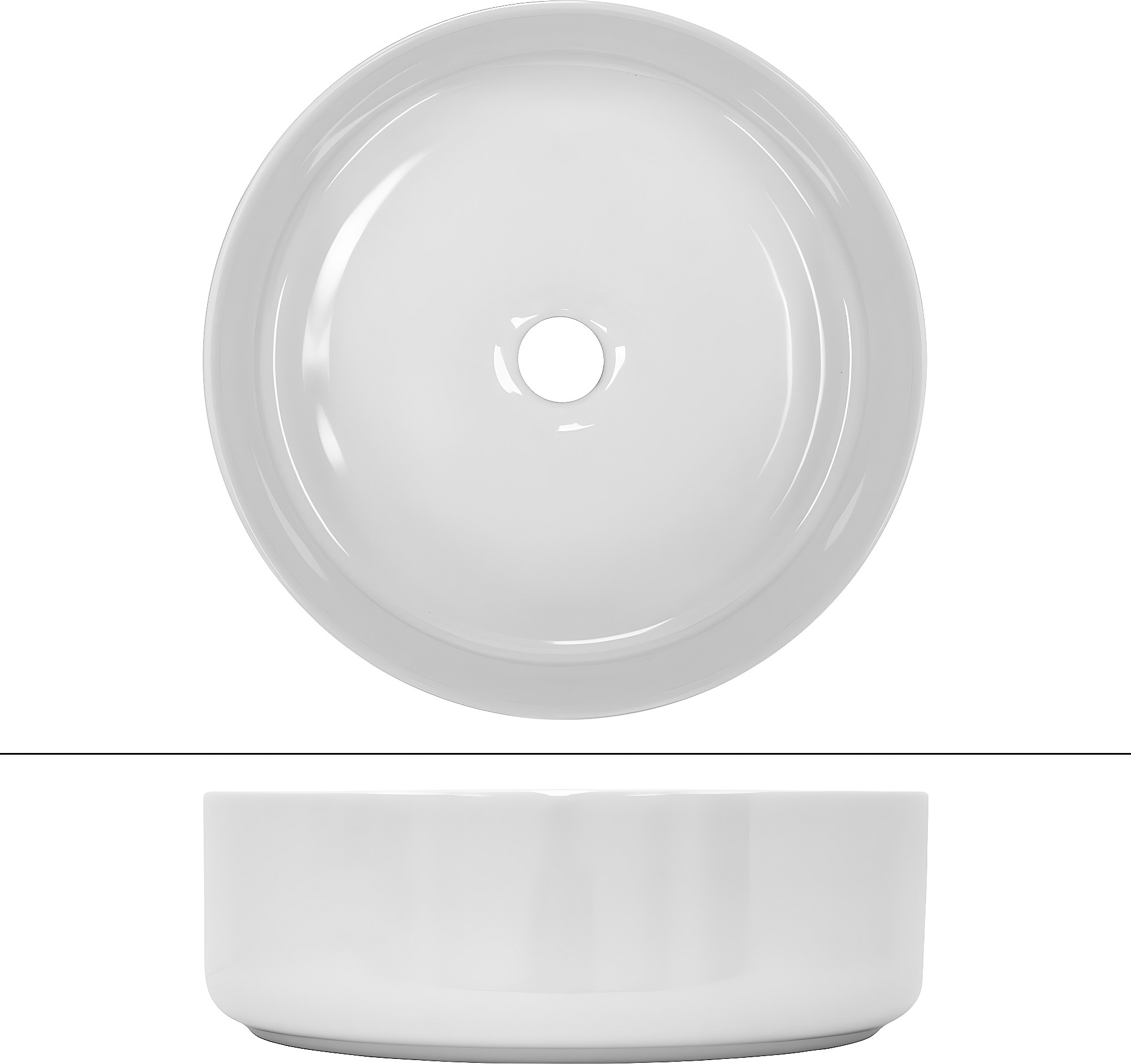 Lavabo in ceramica moderno rotondo per bagno Ø 355 mm ECD Germany