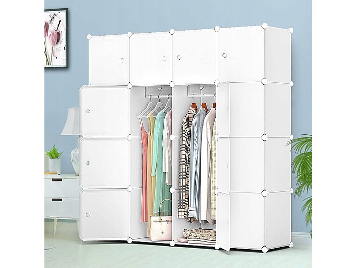 MODULAIRE KAST KLEDINGKAST KAST REK PLANK WIT GROTE STANG