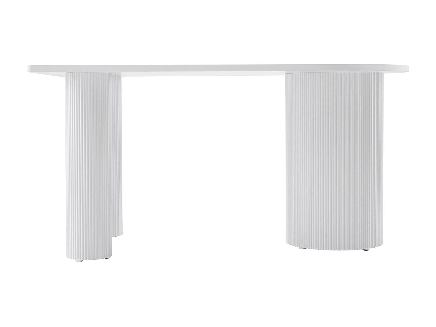 Table à manger rectangulaire – Blanc – côté arrondi – pieds colonnes ...