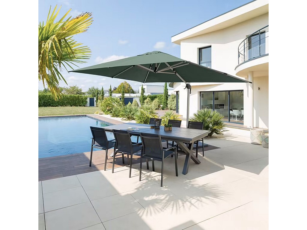 Parasol déporté rectangulaire Equador olive Hespéride - Olive