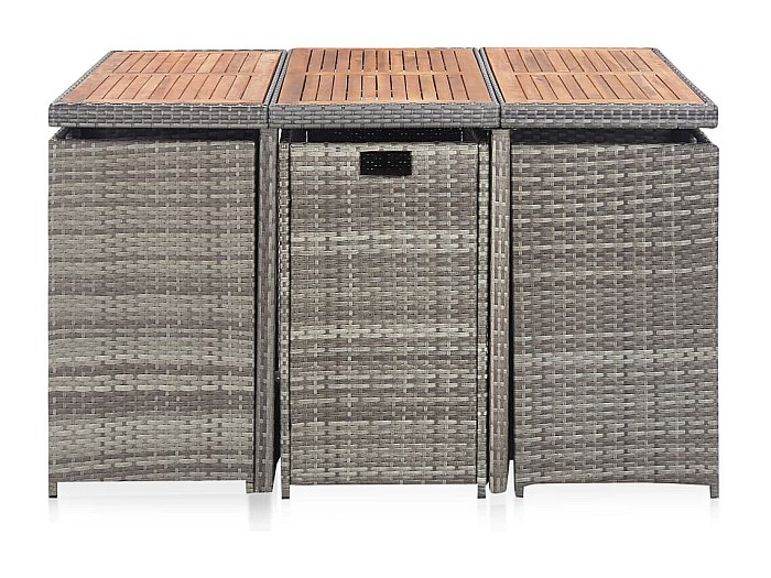 Kyllar Ensemble à manger d’extérieur et coussins 11 pcs résine tressée