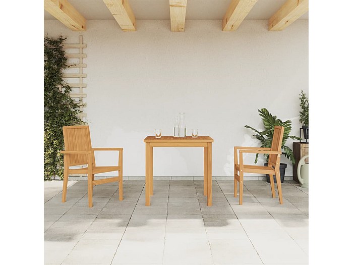 Garden Furniture - Ensemble à manger de jardin 3 pcs Bois de teck massif