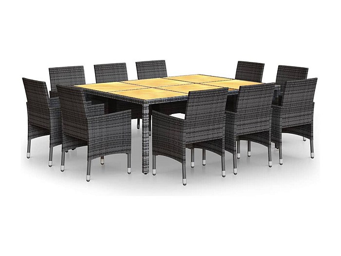 Havron Ensemble à manger de jardin 11 pcs résine tressée gris