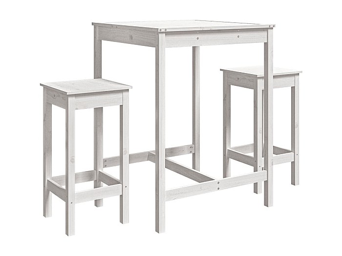 Nysha Ensemble de bar de jardin 3 pcs blanc bois de pin massif