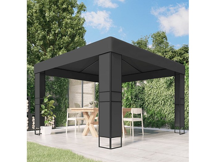 Pavillon mit Doppeldach 3x3 m Anthrazit