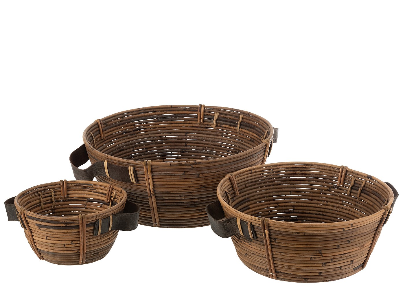 Set de 3 plats + anse rotain marron