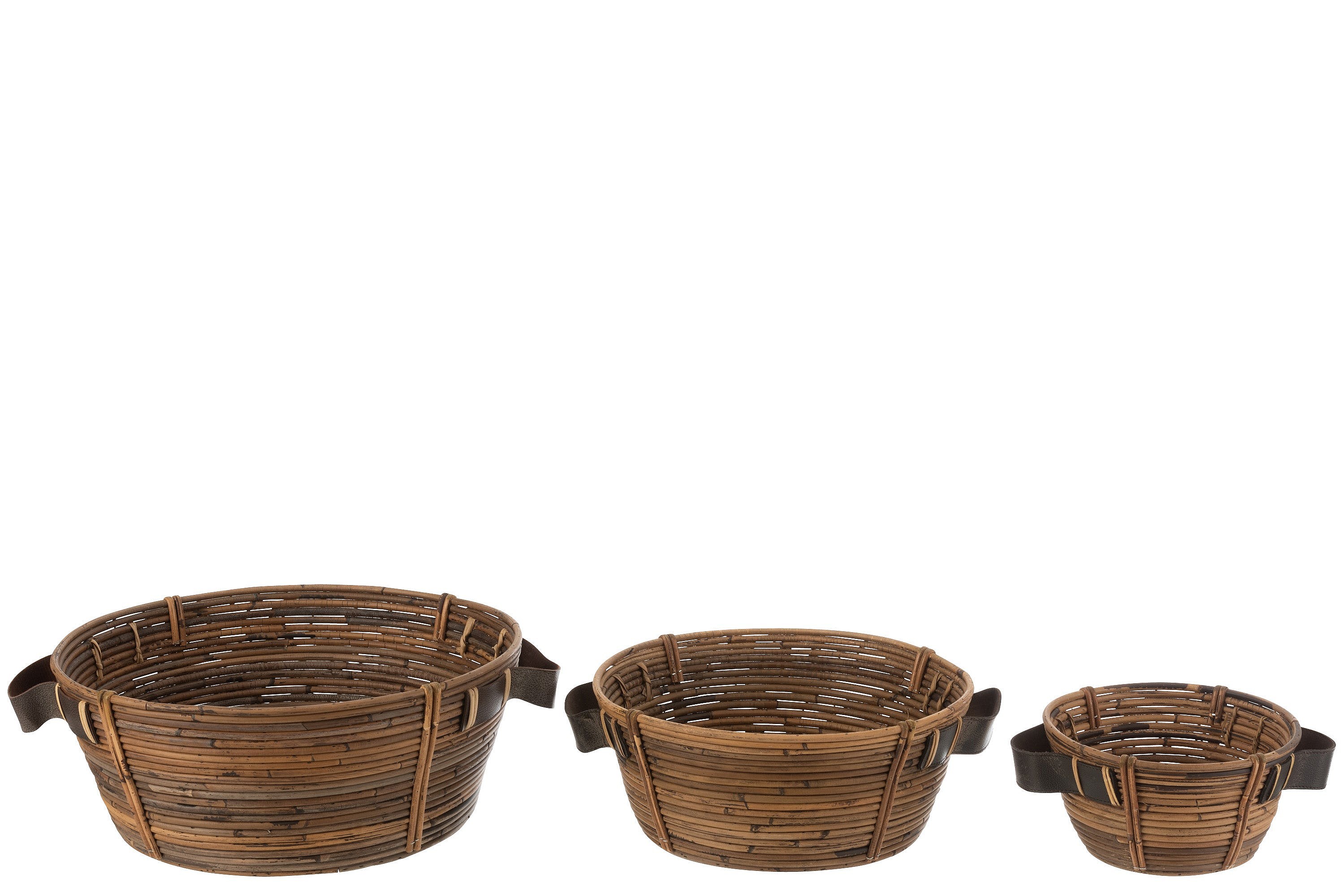 Set de 3 plats + anse rotain marron