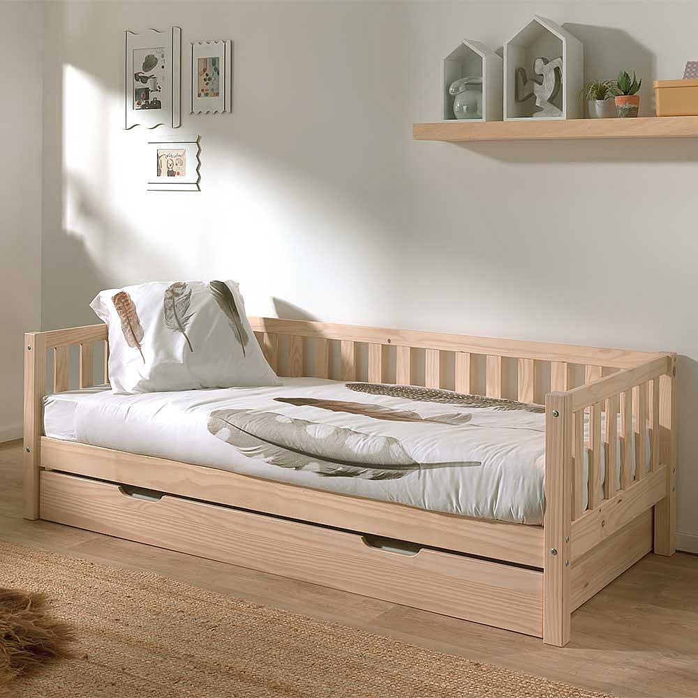 Kojenbett Kiefer im Skandi Design White Wash