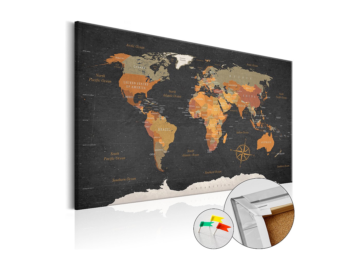 Quadri di sughero - Secrets of the Earth [Cork Map] - 60x40