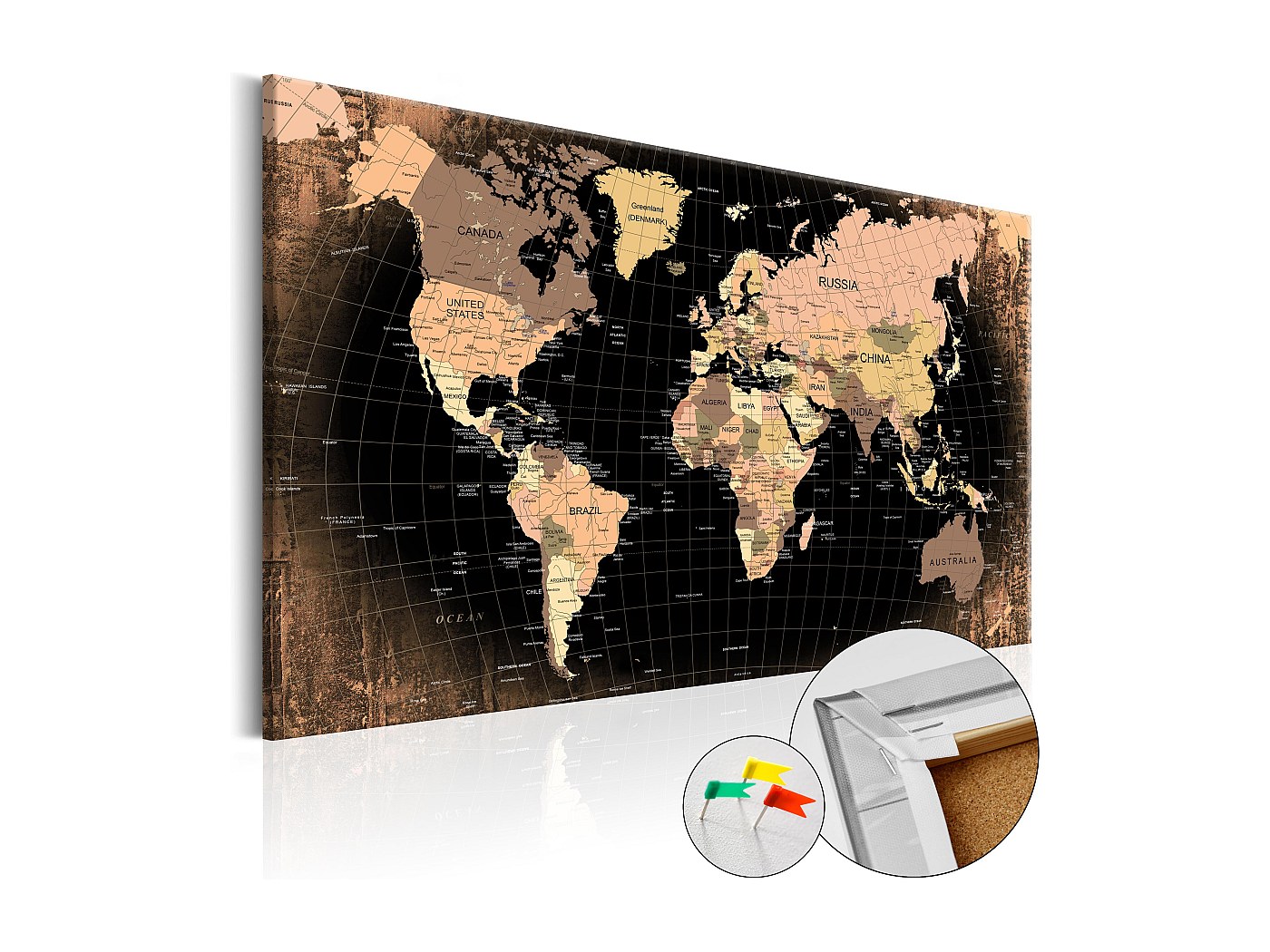 Quadri di sughero - Planet Earth [Cork Map] - 60x40