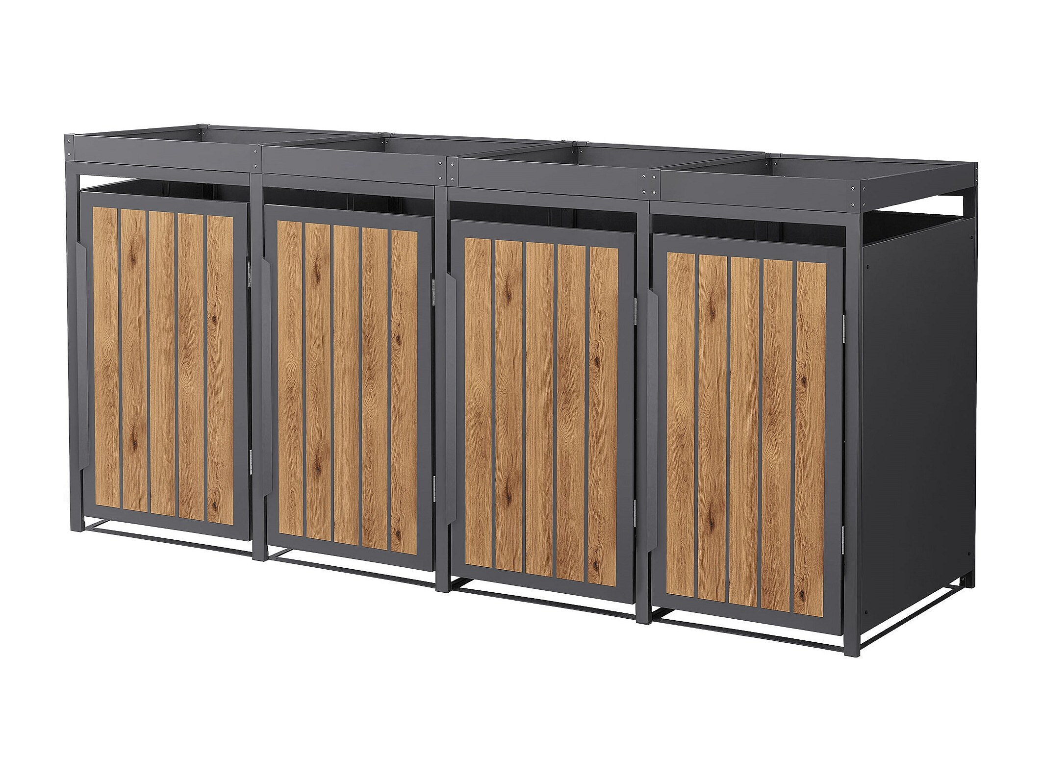 ML-Design Copribidone spazzatura 4 bidoni 240L in acciaio antracite ...