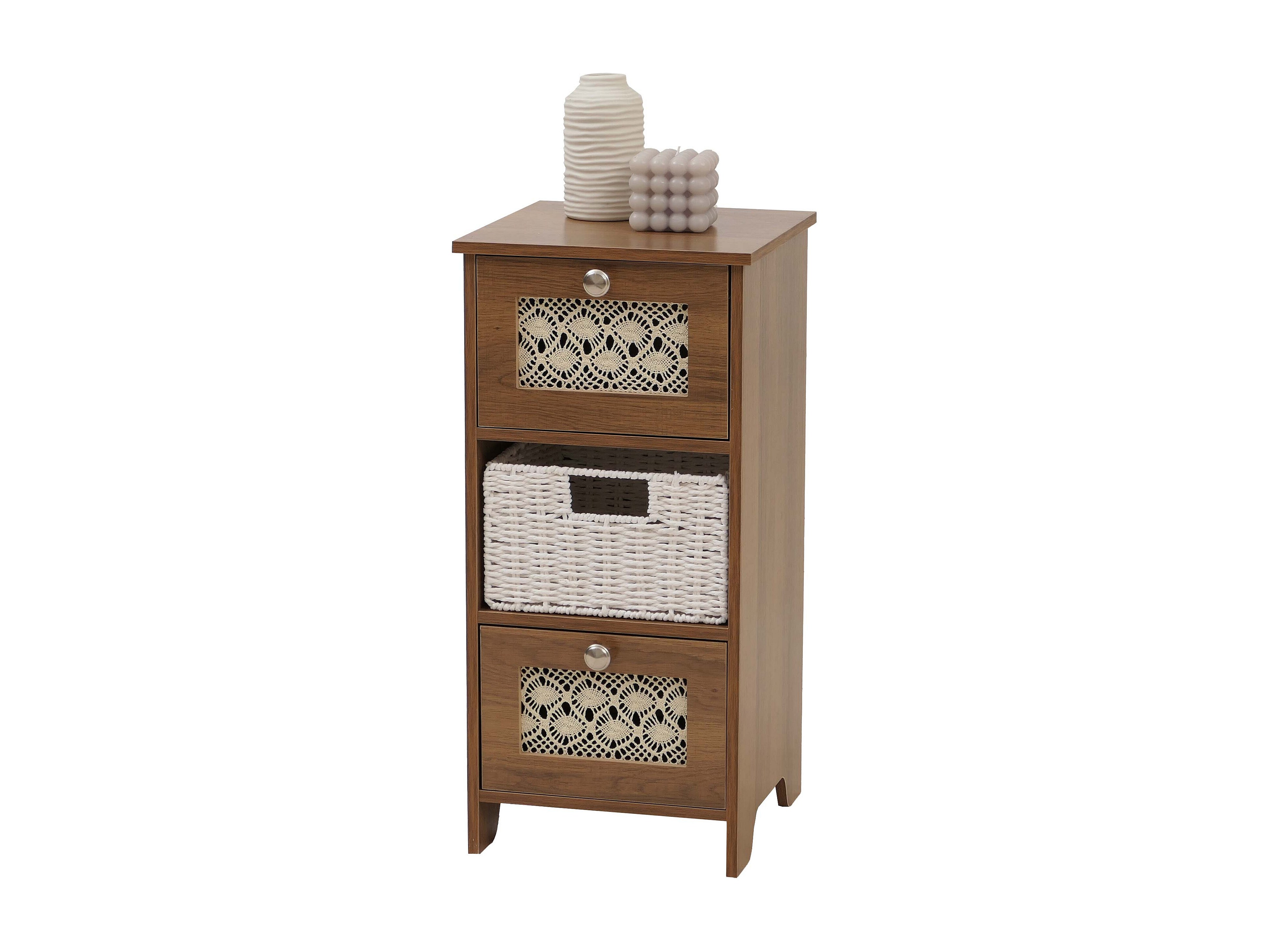Comò MCW-O75, cassettiera, 3 cassetti a cestello decorativi legno ...