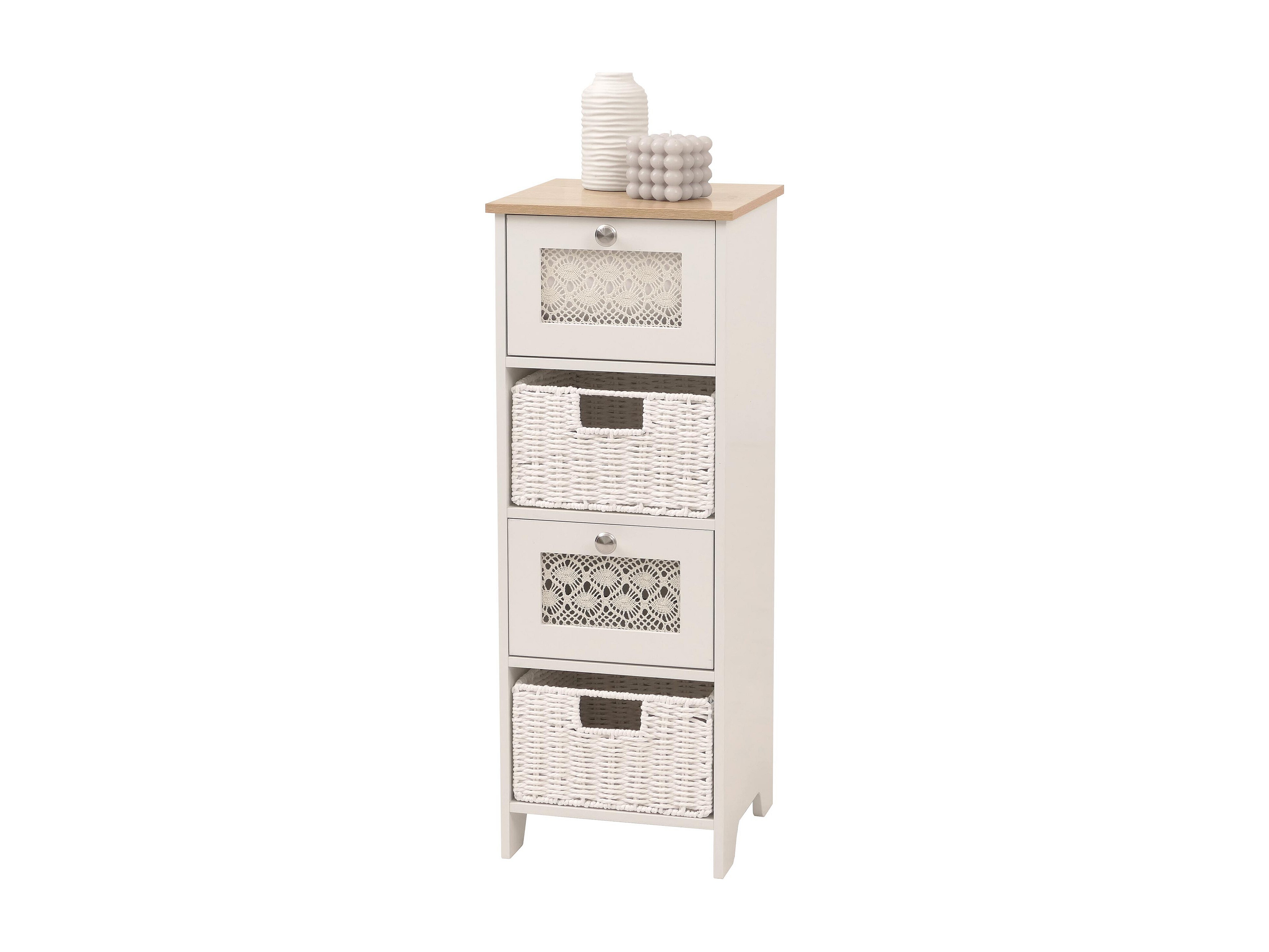 Comò MCW-O75, cassettiera, 4 cassetti a cestello decorativi legno ...